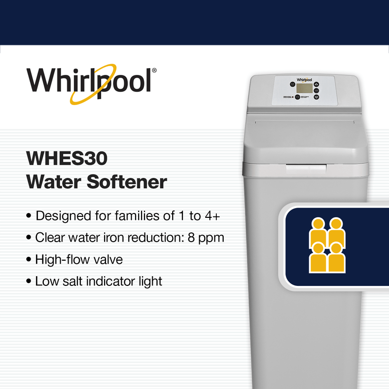 Whirlpool WHES30 30K Grain Water Softener | Space Saving Design ...